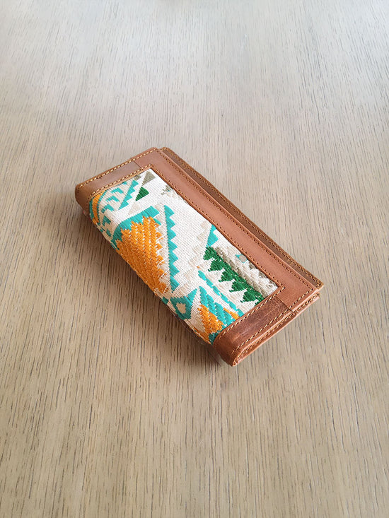 Aztec Canvas and Leather Wallet – Tanned + Tooled